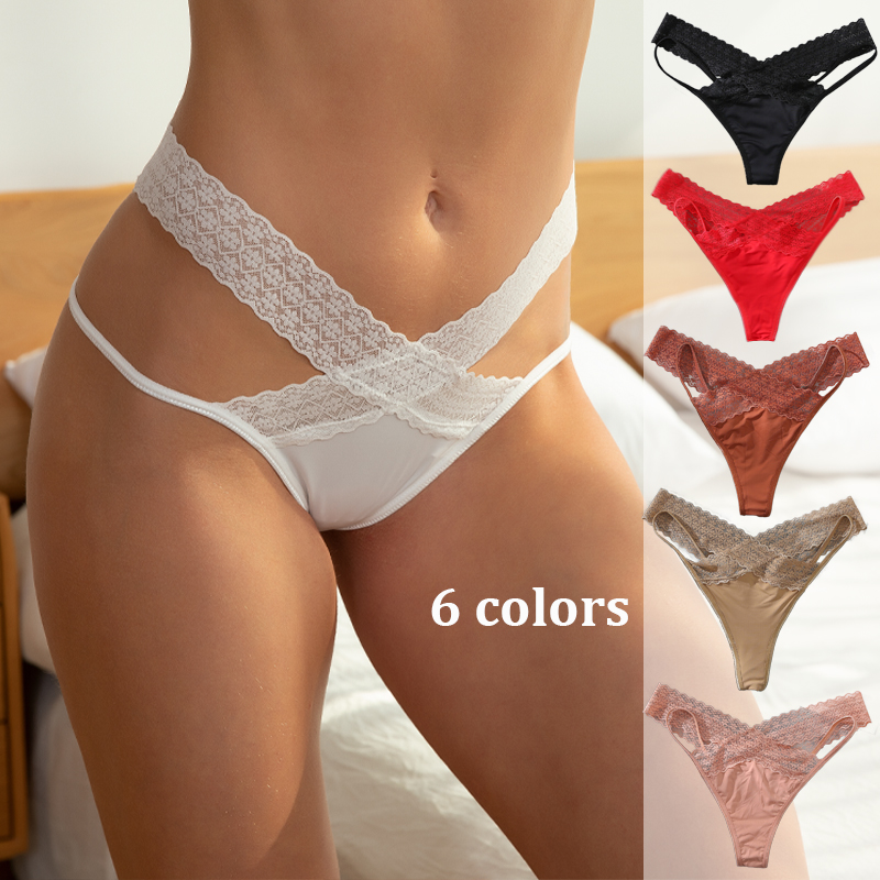 AMVI S-XXXL Plus Size Women's Sexy Bow Panties Comfortable Underwear Hollow Out Floral Lace ...