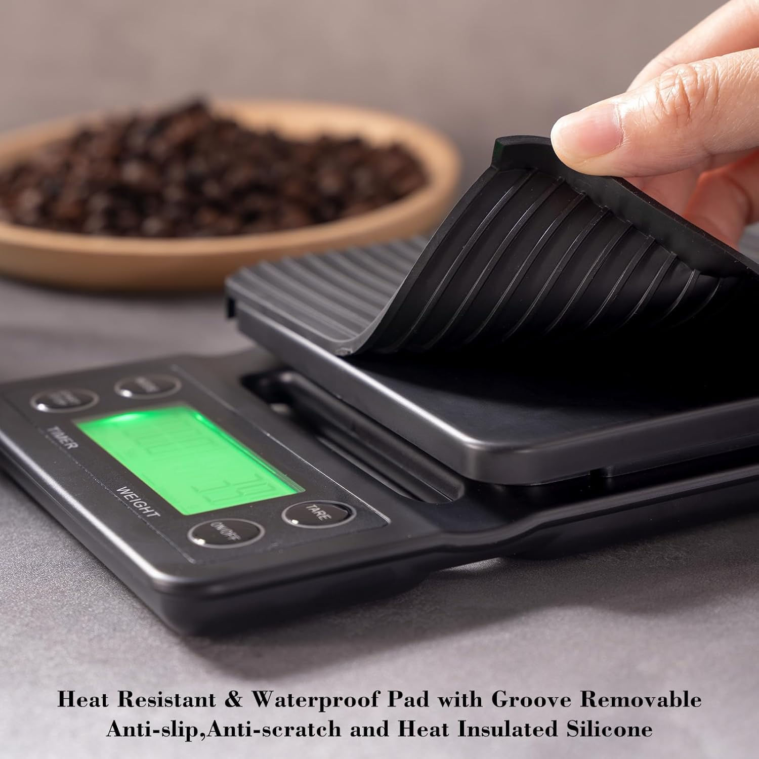 3kg/0.1g Coffee Scale with Timer, LCD Display, Tare Function, Silicone ...