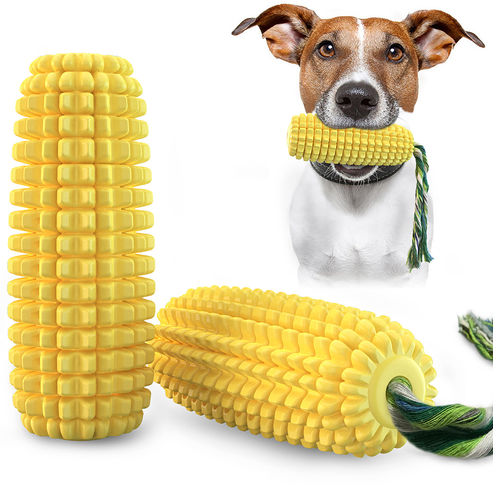 Pet Voice Corn Toy with Rope Interactive Teeth Cleaning Molar Corn Cob ...