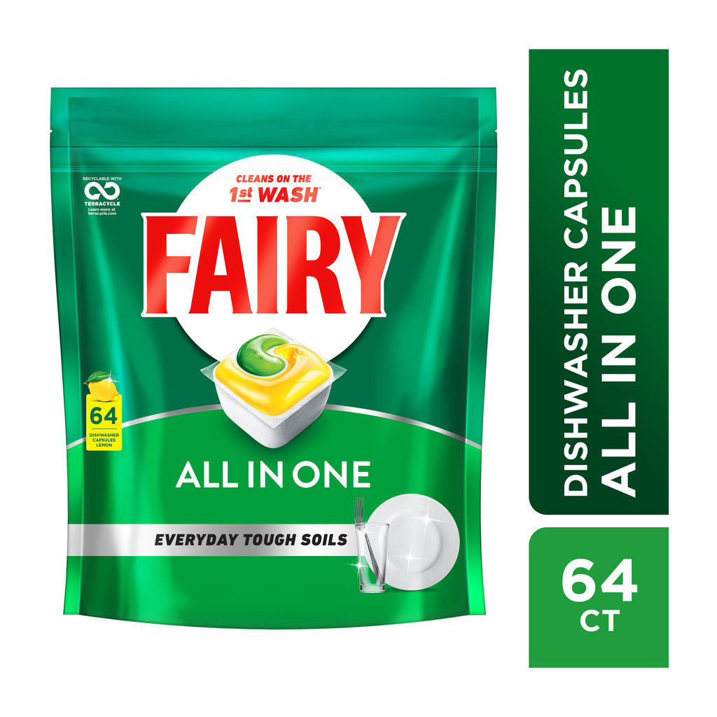 Fairy All In One Dishwasher Tablets Lemon (64 Pack) | Shopee Singapore