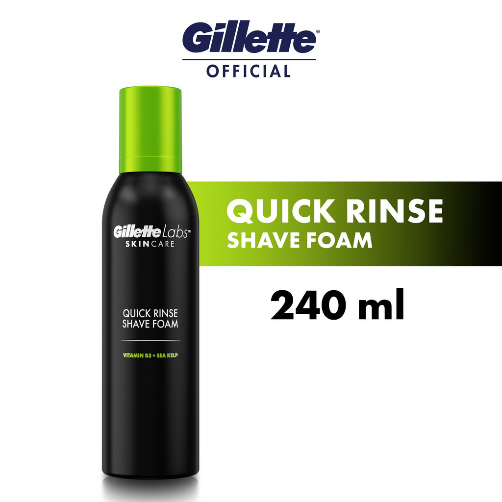 Gillette Labs Quick Rinse Shaving Foam for Men with Vitamin B3 + Sea ...