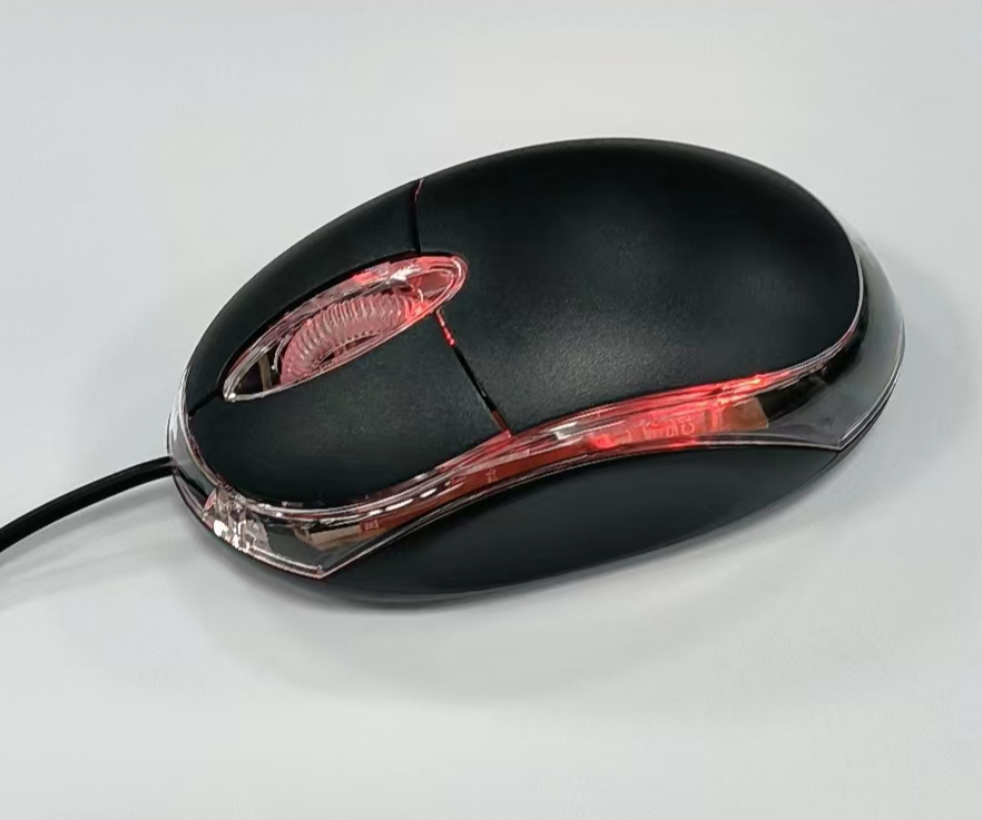 120cm USB 2.0 Wired Game Mouse 1000dpi Red Light Brief Black 3D LED ...
