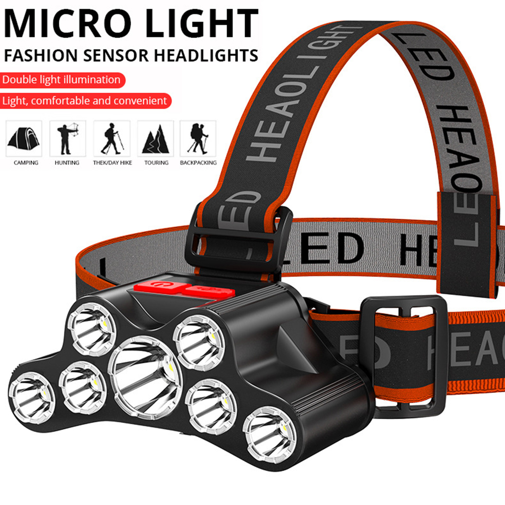 7 LED Headlamp Super Bright USB Rechargeable Headlights 4 Modes ...