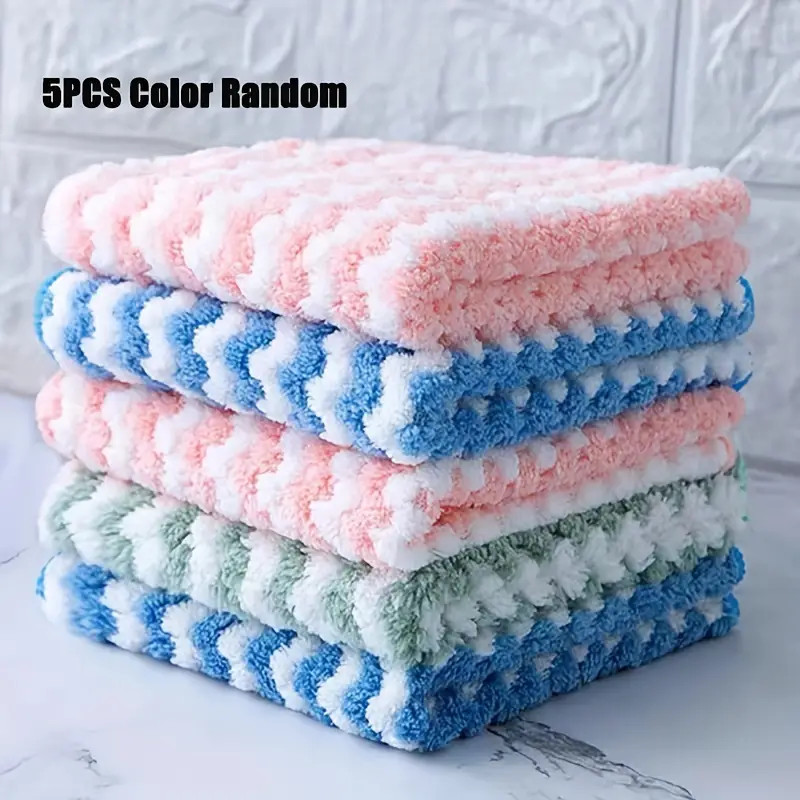 5 Pcs Cooking Bench Cleaning Rag Soft And Absorbent Dishcloth Household ...