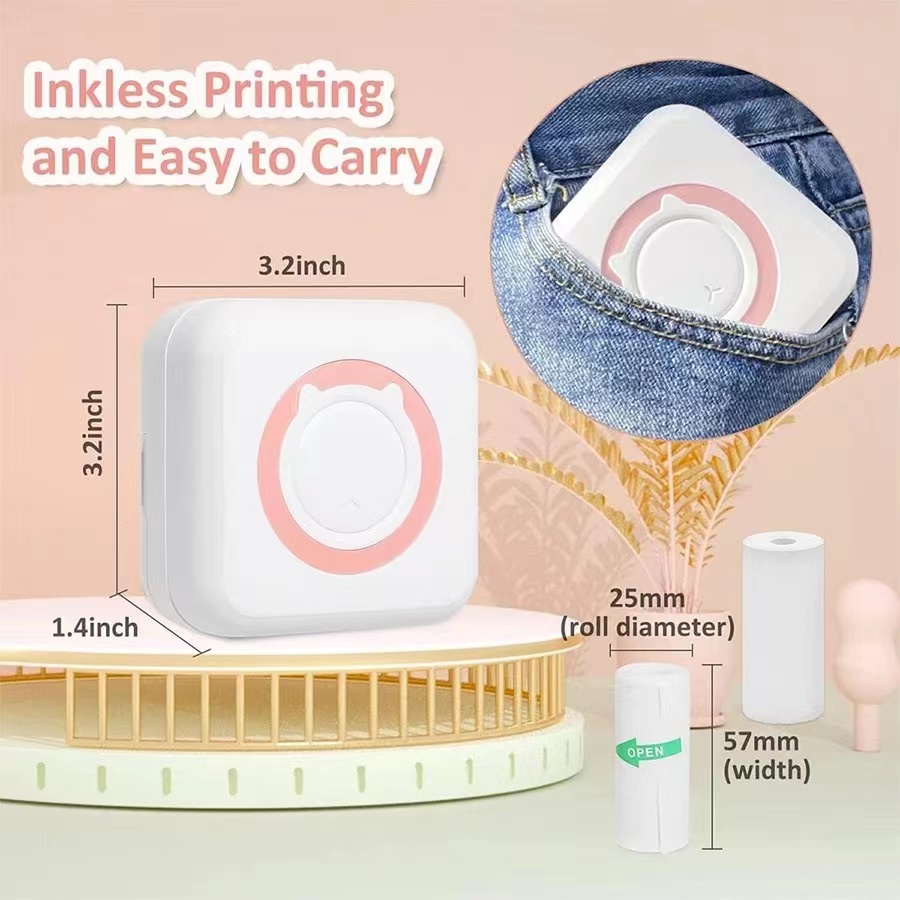 Mini Portable Thermal Printer Photo Printer Home Phone M ini Printer ...