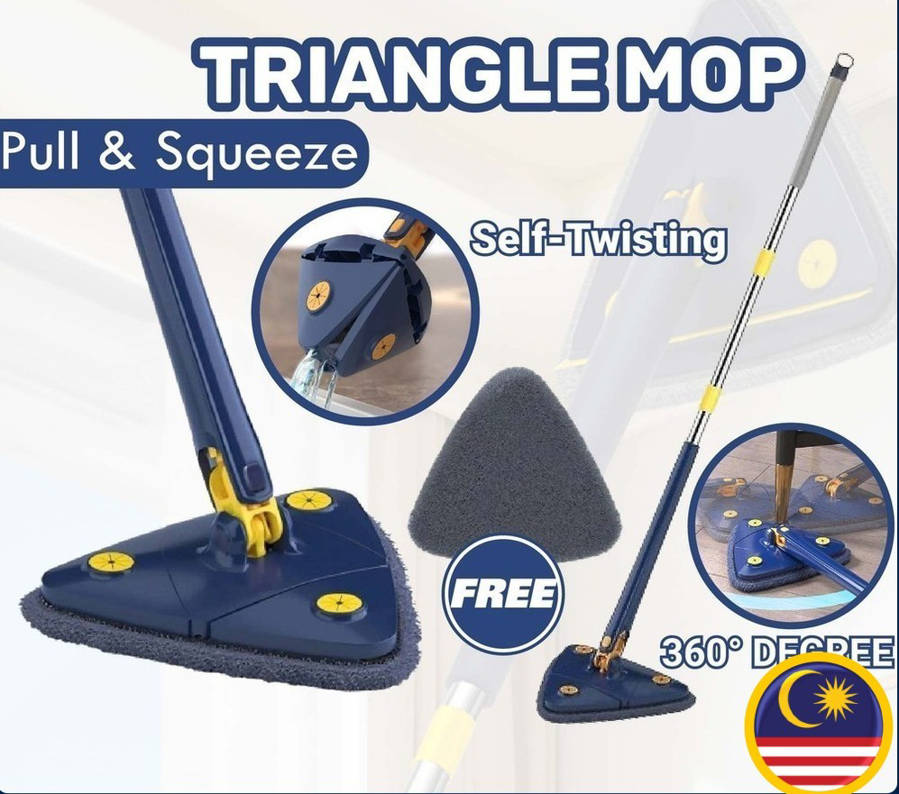 [Shopee Choice] 360 Rotating Triangle Microfiber Mop Segi Tiga Strong ...