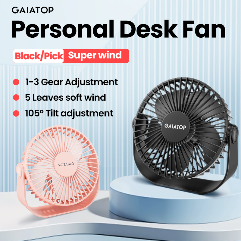 GAIATOP USB Desktop Fan 3-Speed Strong Airflow, 5.5 Inch (Approximately ...
