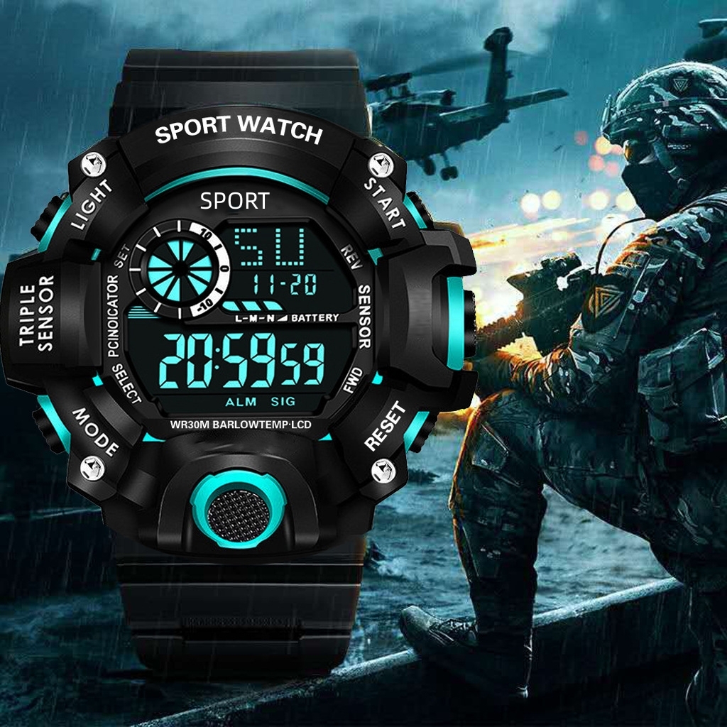 Men's Tactical Digital Sports Watch, Camouflage Luminous Chronograph ...