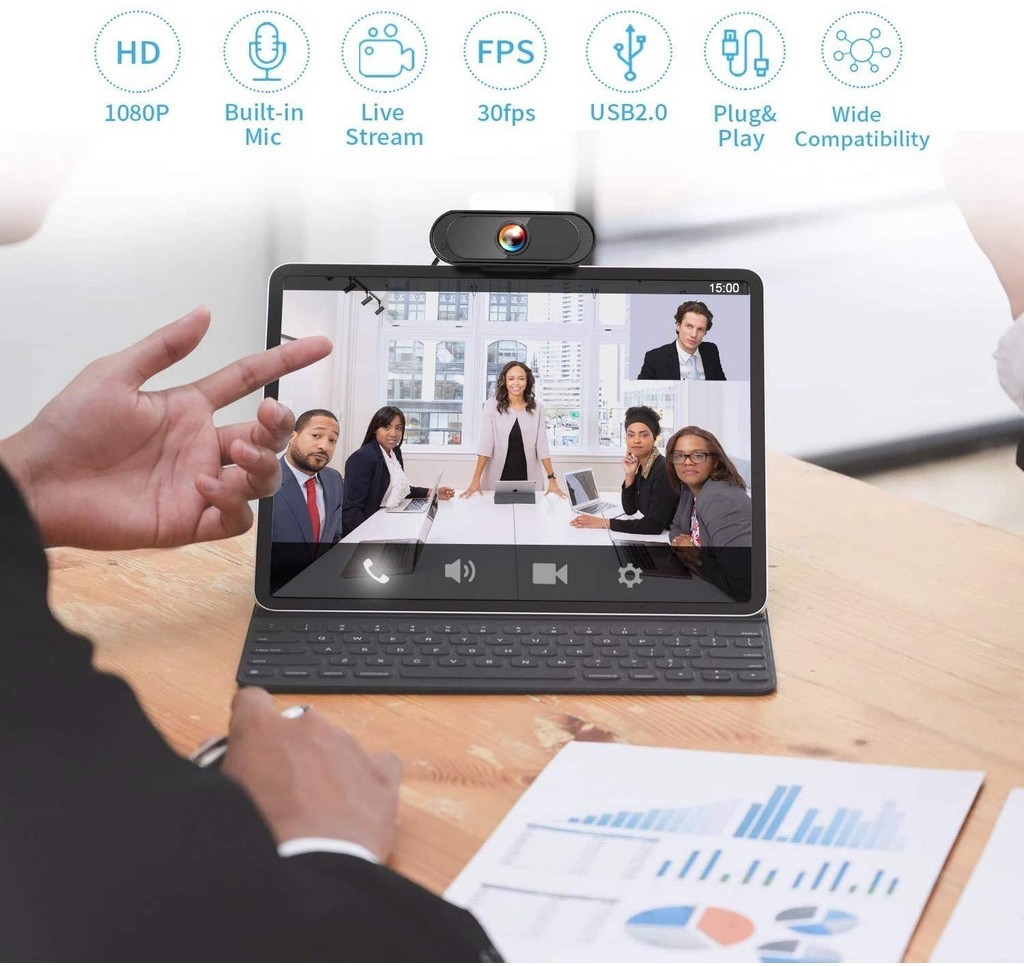 1080P HD Webcam for PC Laptop Online Class USB Web Camera with Mic ...