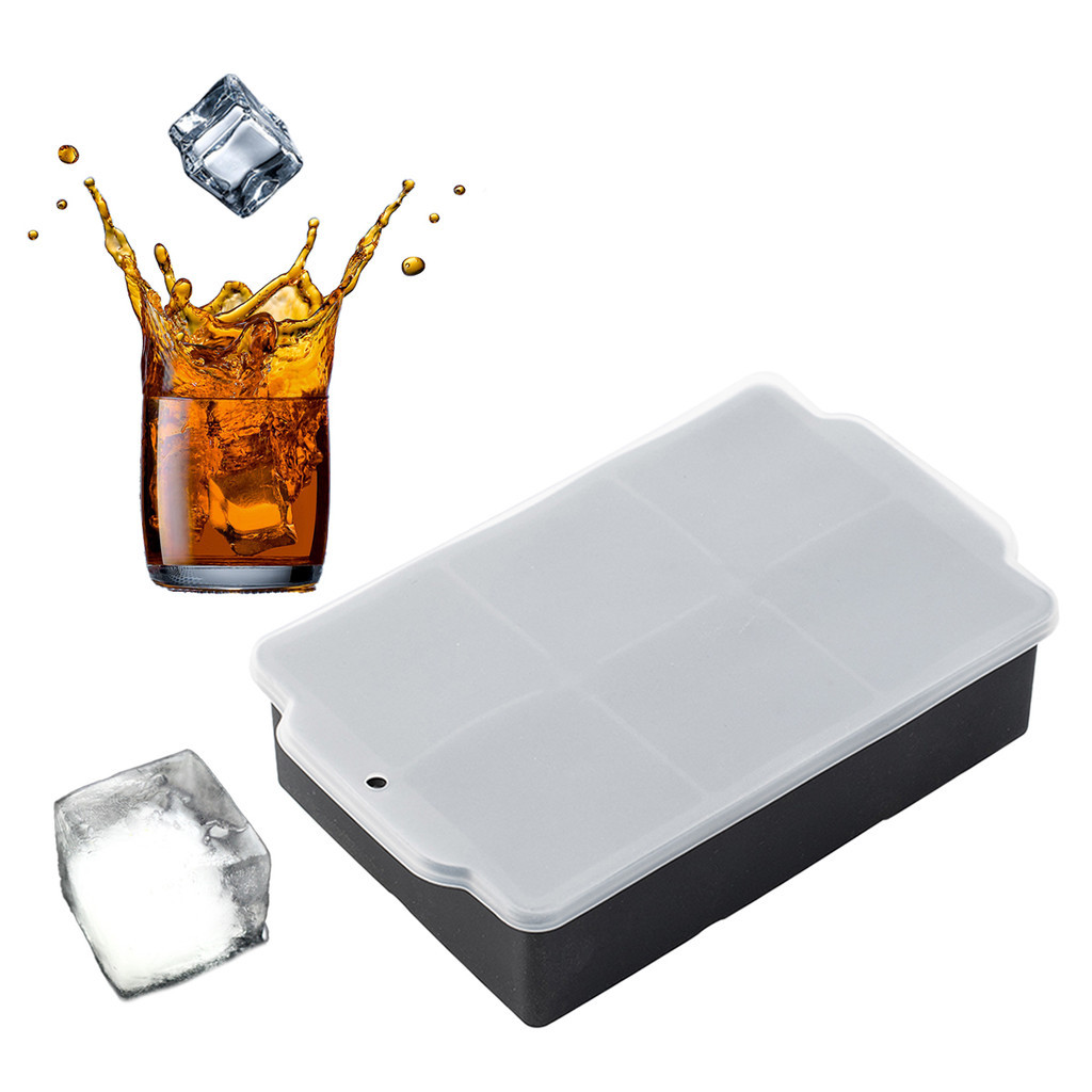Large Ice Cube Tray with Lid, Stackable Big Silicone Square Ice Cube ...