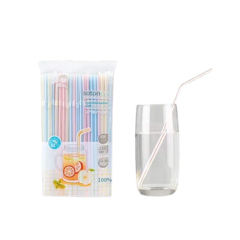 Pack Disposable Plastic Straw Bending DIY Shape Elbow Color PP Straw ...