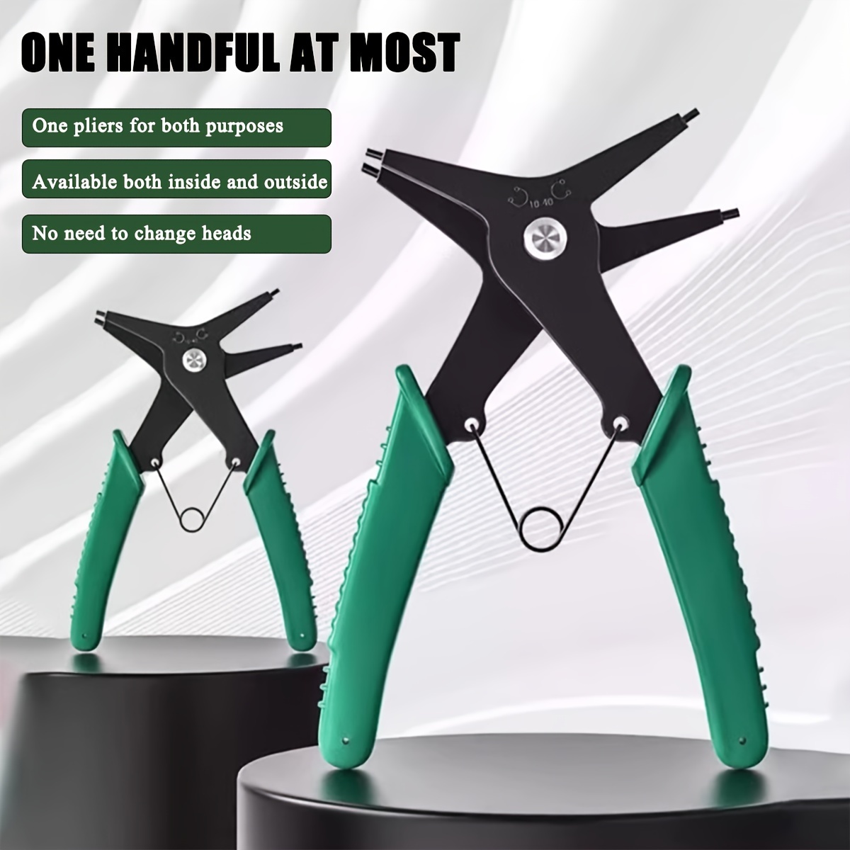 Green internal and external circlip pliers, two-in-one circlip removal ...