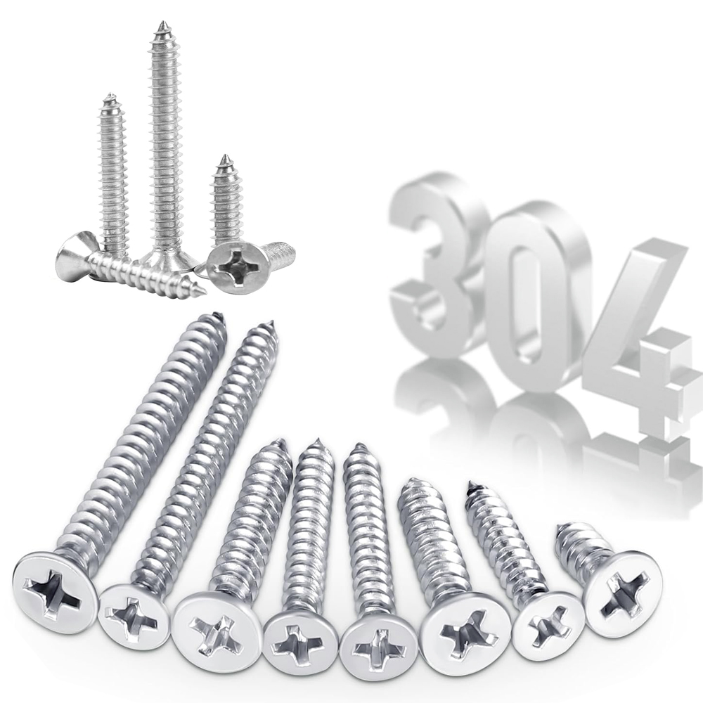 20/50/100pcs M3 M4 M5 Flat Phillips Head Self Tapping Screws 304 ...