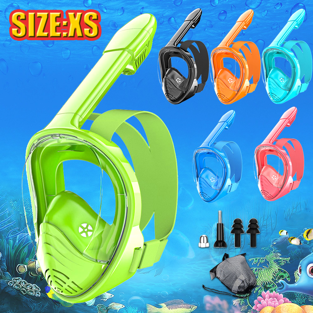 Kids Full Face Snorkel Mask Diving Mask With Detachable Camera Mount ...