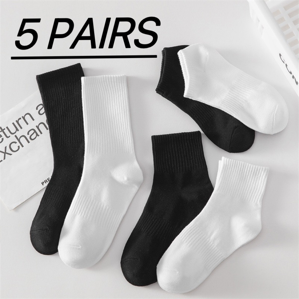 5 Pairs Plain Ankle Socks High cut sport socks Crew for basketball ...