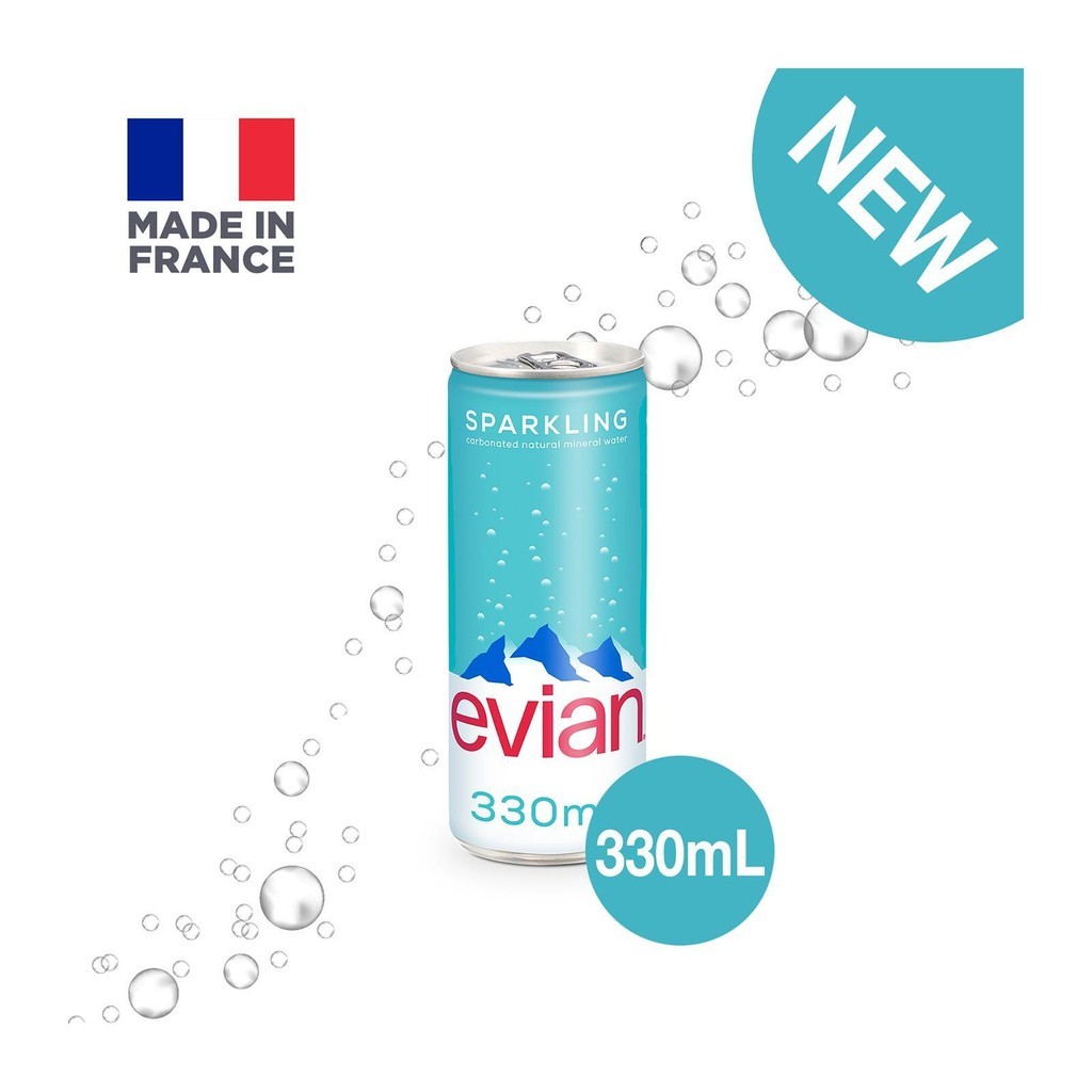 [Sample] Evian Sparkling Carbonated Natural Mineral Water 330ML Can (Exp : 9 Nov 2024) | Shopee ...