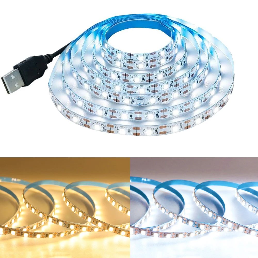 DC 5V USB LED Strips 2835 White Warm White LED Strip Lights Tape for TV ...