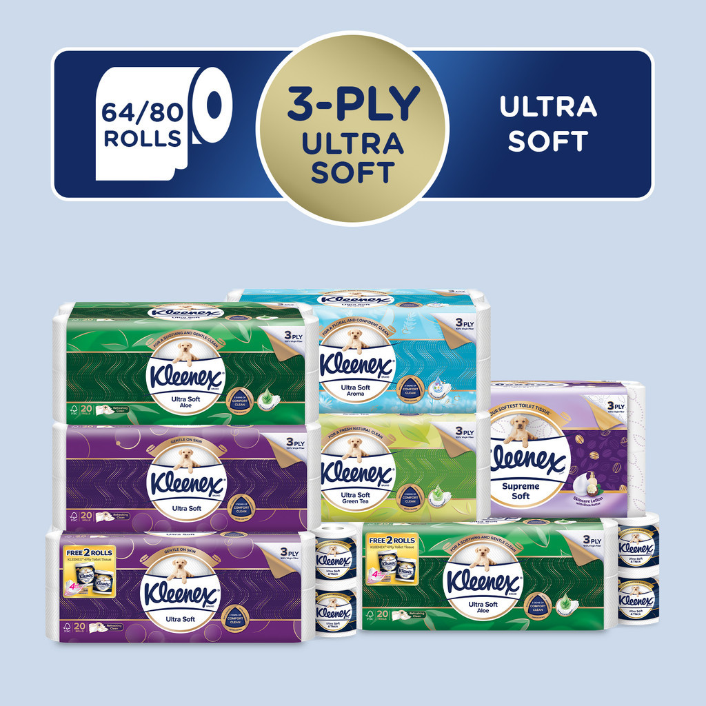 [1 Carton] Kleenex Ultra Soft 3-Ply Toilet Paper / Tissue Assorted ...