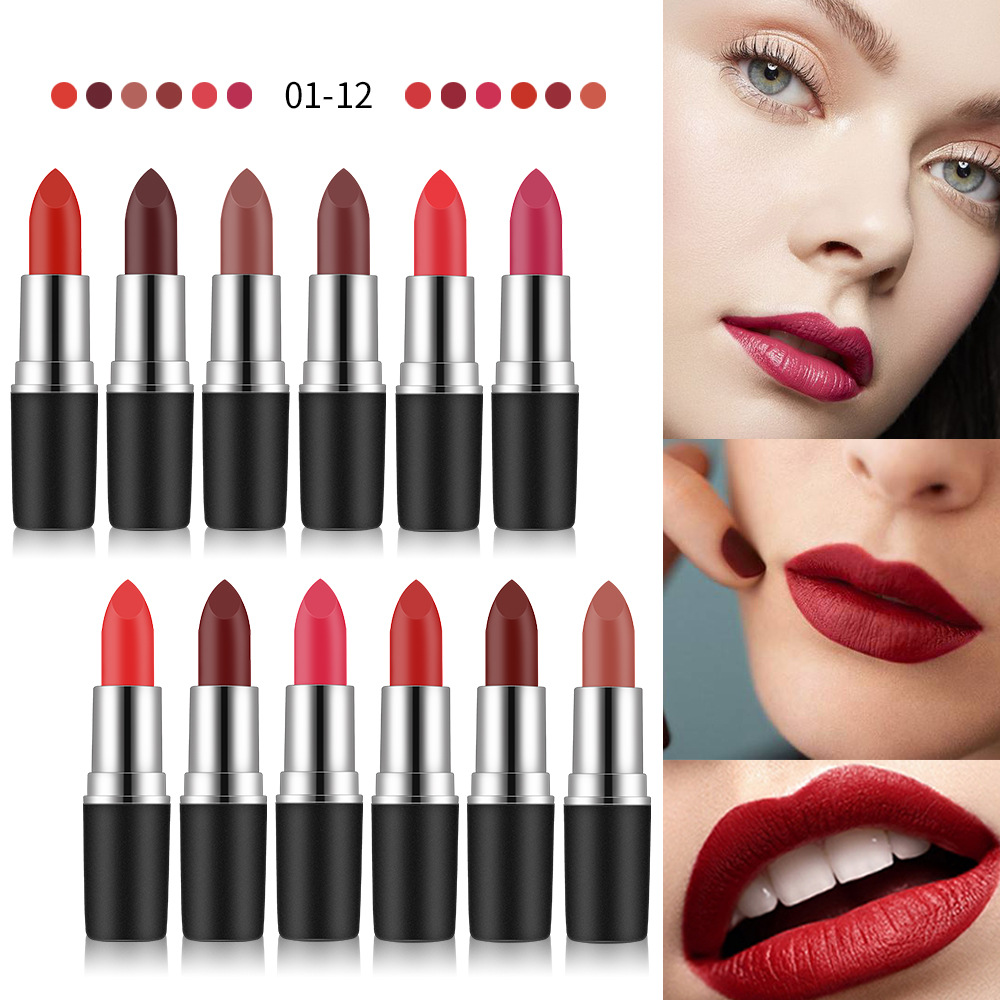Black Tube Frosted Bullet Matte Waterproof Non-Stick Cup Lipstick ...