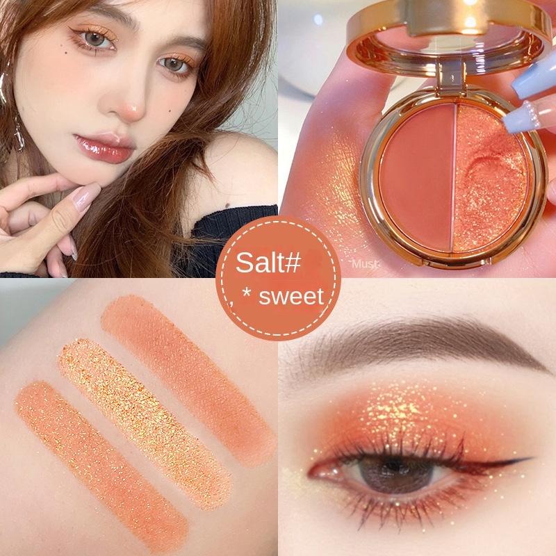 Two Tone Eyeshadow / Pumpkin Color Earth Color Matte Gold Glitter ...