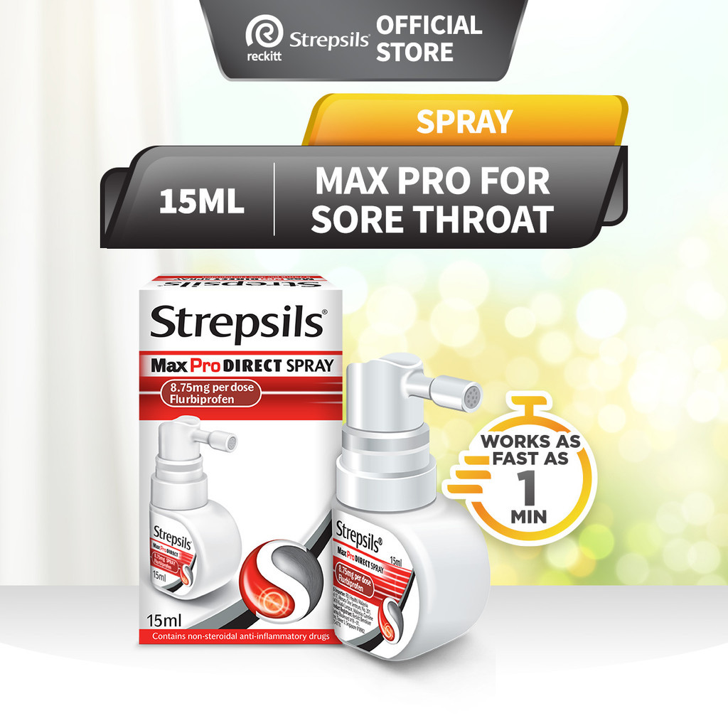 Strepsils Max Pro Direct Throat Spray for Sore Throat Relief contains ...