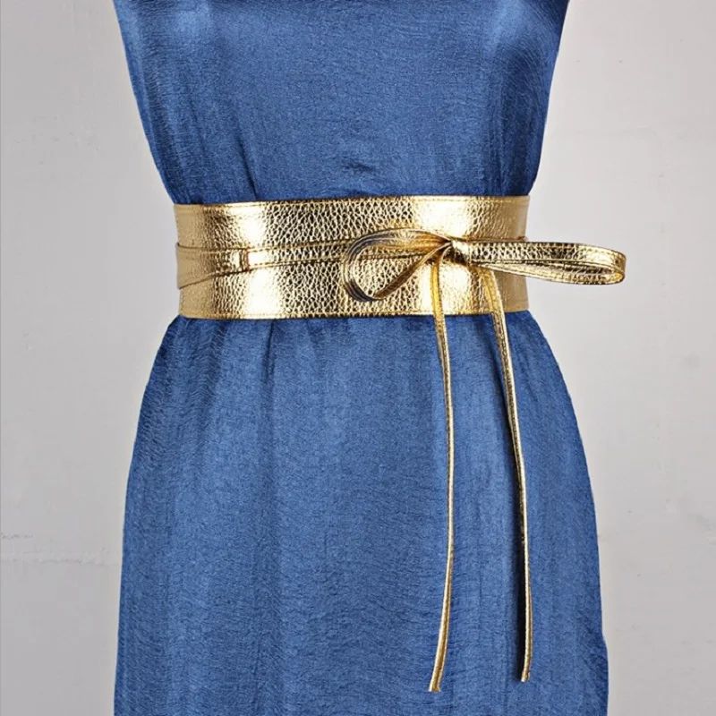 New Gold Lace Up Pu Leather Designer Wide Corset Strap Belts for Women ...