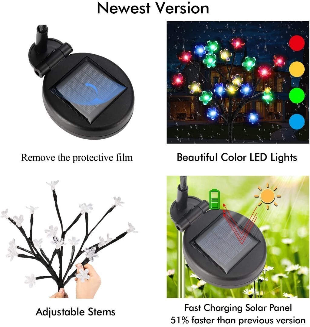 [COD]Ligyetor Solar 20 LED Cherry Blossom Lamp Flower Lights ...