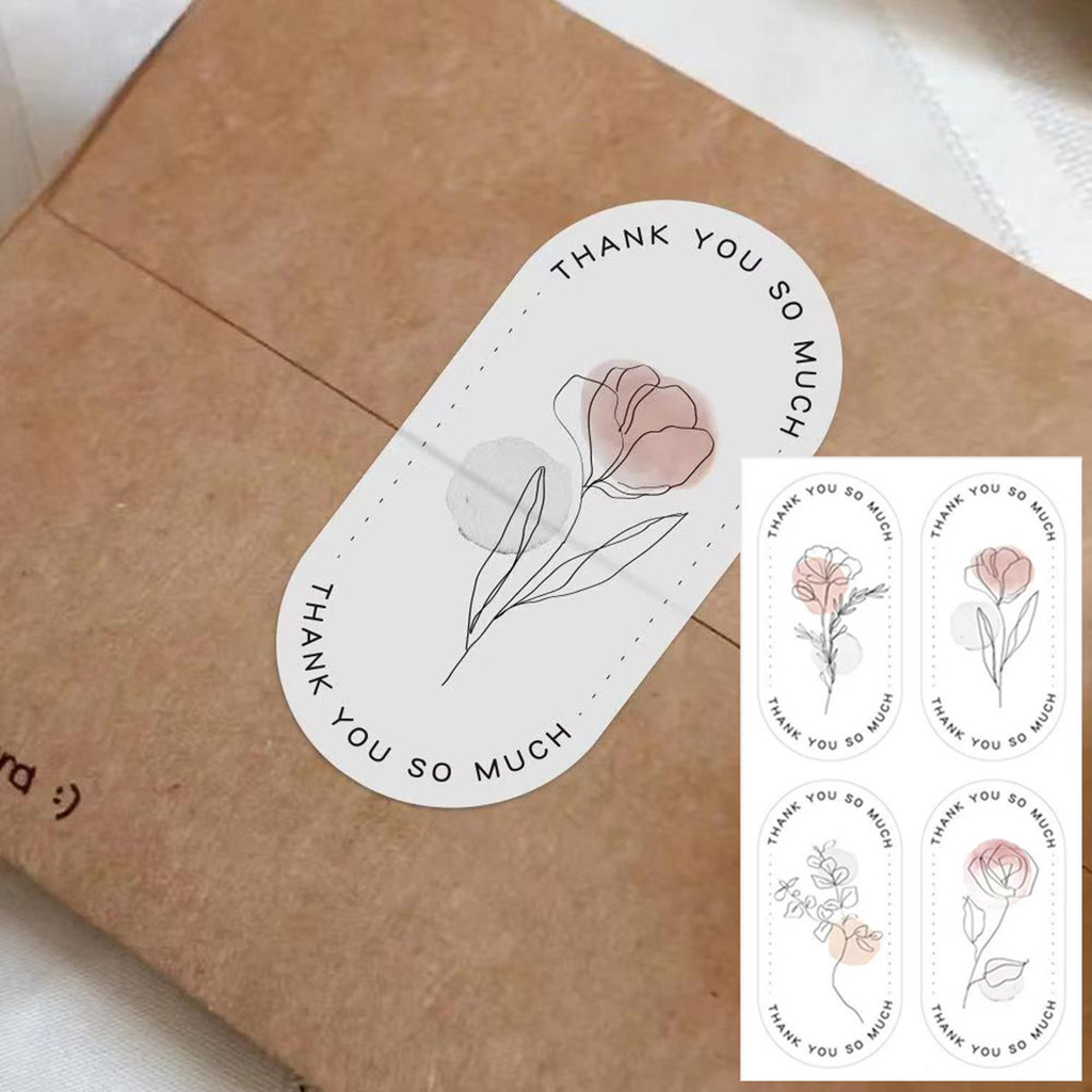 100 Pieces/Pack Flower Thank You Stickers, Gift Box Sealing Stickers ...