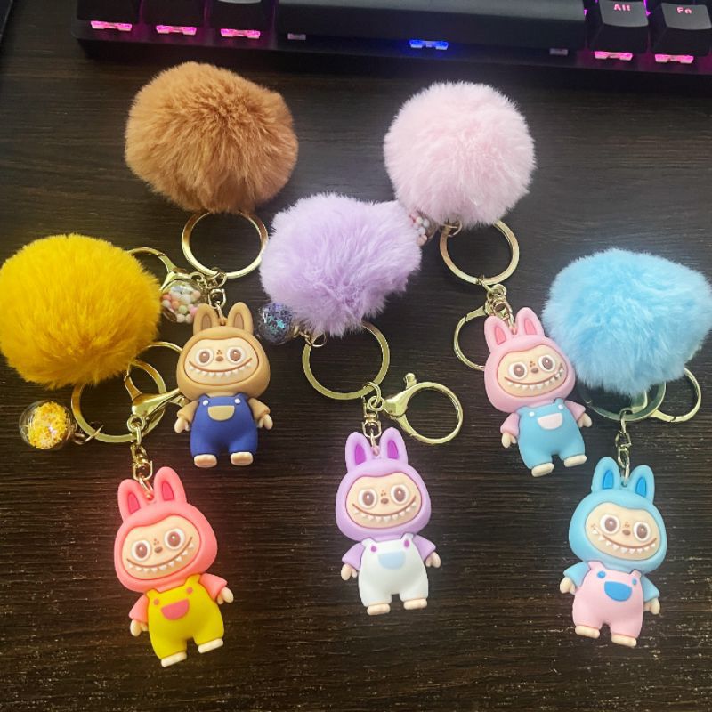 1pcs Cartoon Fur Ball labubu Little Sheep Keychain Plush Doll labubu ...