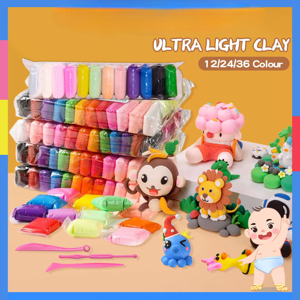 [Shopee Choice]12 /24 /36 Colors Air Dry Clay Set Super Light Clay Soft ...