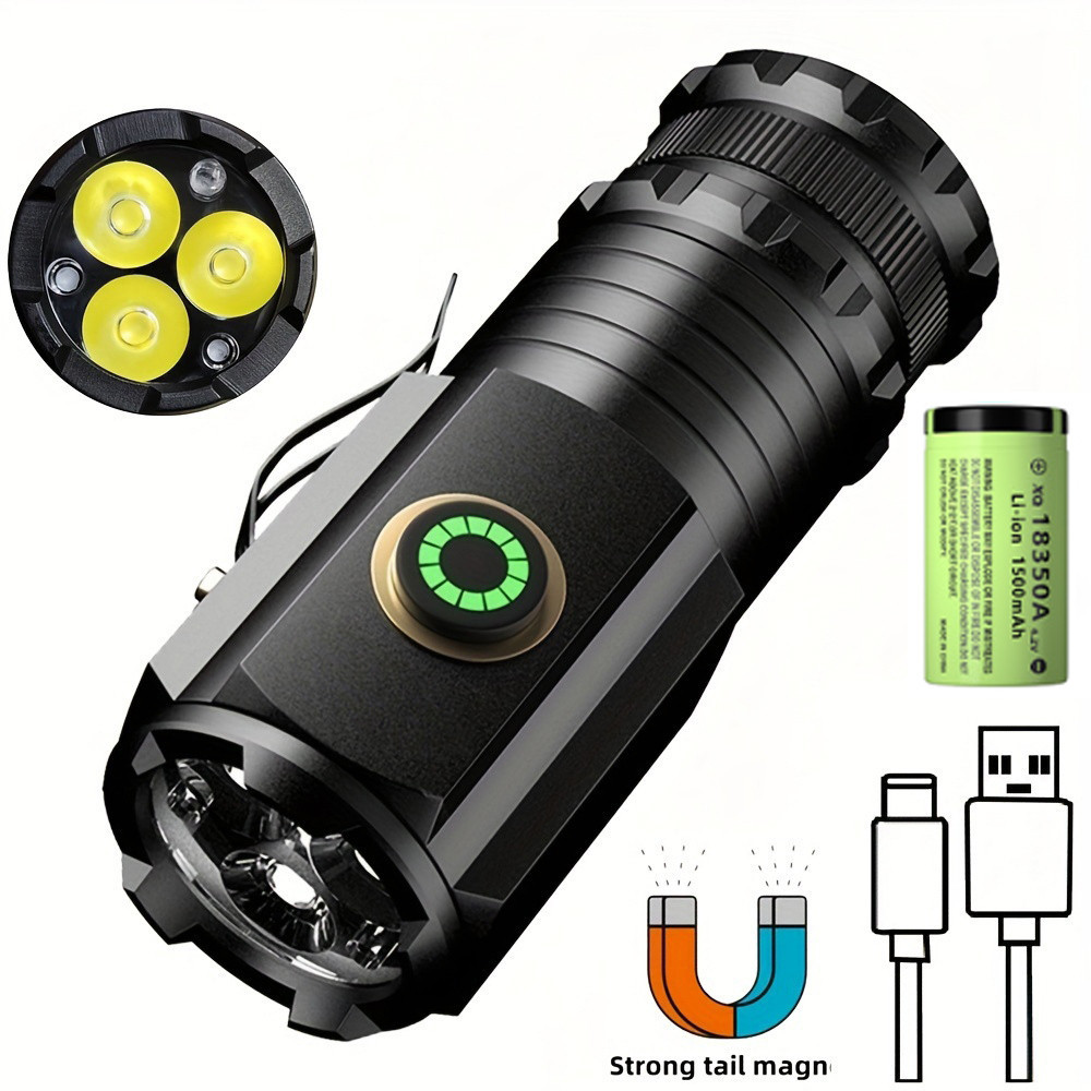 LED Super Bright Mini LED Flashlight Type-C USB Rechargeable Portable ...