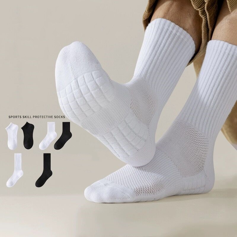 Men Mid-Tube Socks Towel Bottom Thick Terry Long-Tube Sports Socks ...