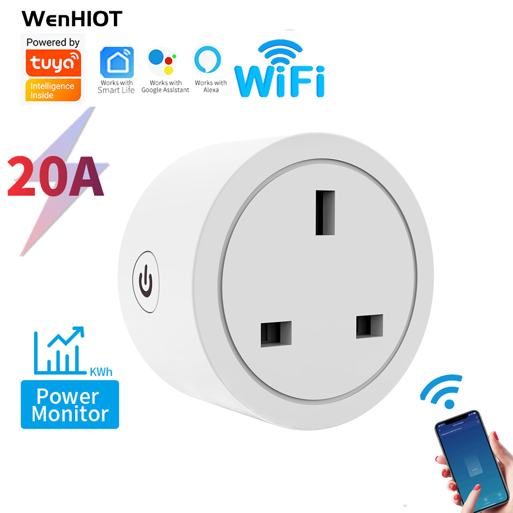 20A smart plug WiFi smart socket UK Plug Adapter Timer Socket Smart ...