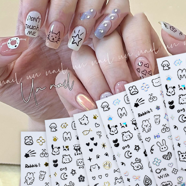 1pc Manicure Stickers Sweet Cool Kitten Influencer Same Style Childlike ...
