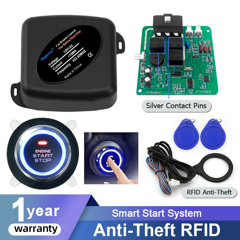 Car Alarm Start Stop Button Engine RFID Keyless Entry System Push ...