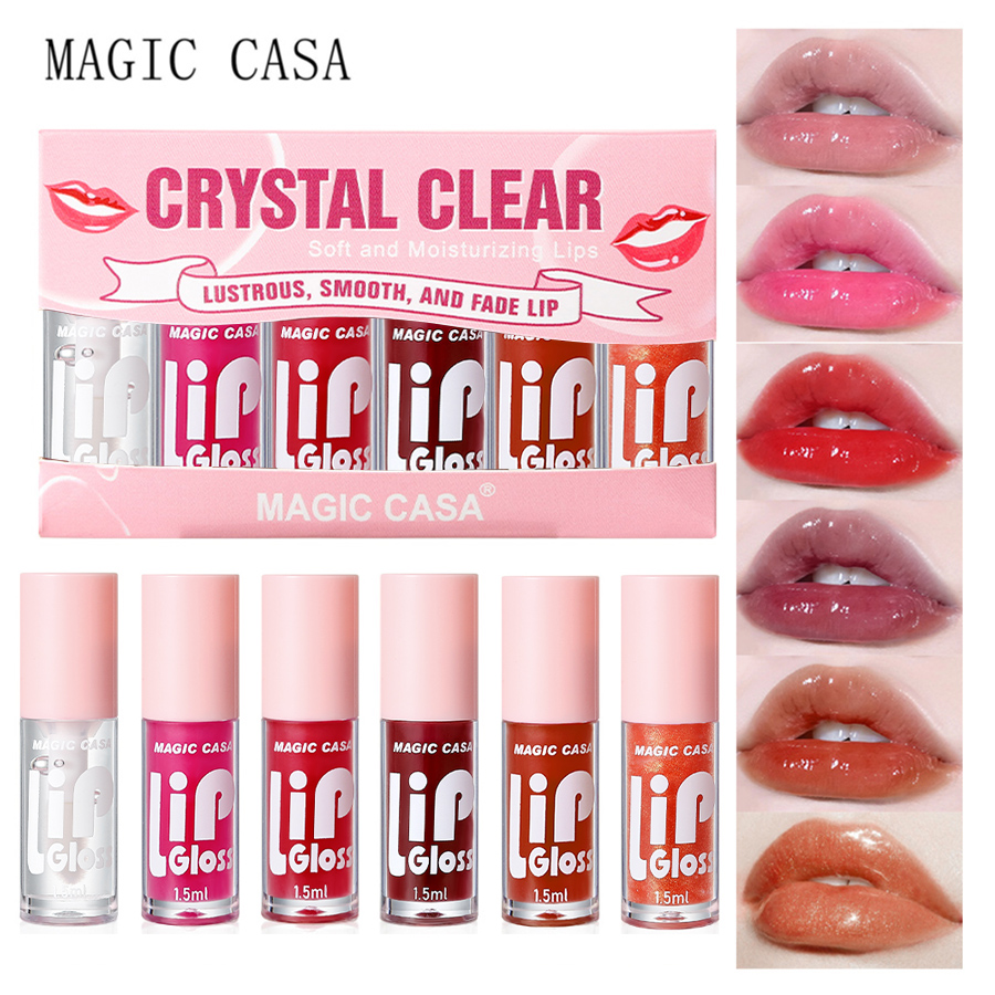 Six-piece Set Water Gloss Jelly Lip Oil Lip Enhancement Liquid Moisturizing Base Lip Gloss ...