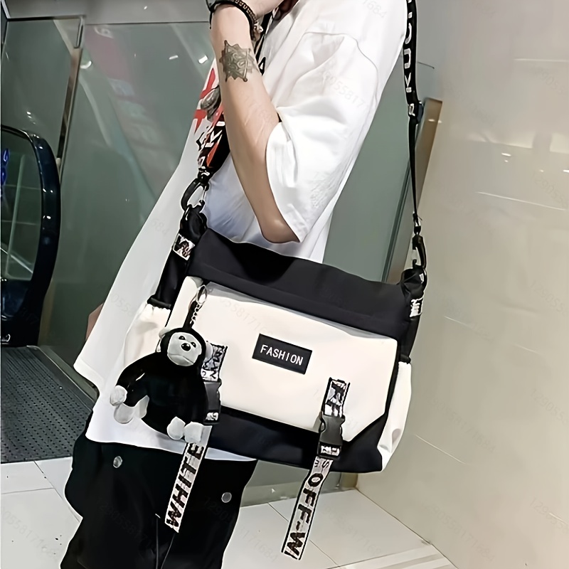 Preppy Style Messenger Bag, Beautiful Nylon Messenger Bag, Large ...