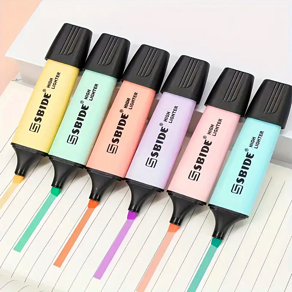 6 Colors Fluorescent Marker pens For shcool study,kids cute stationery ...