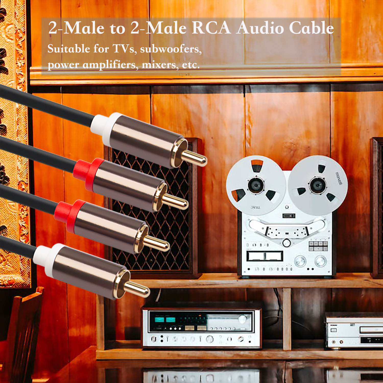 [Shopee Choice] Aluminum Alloy 2RCA To 2RCA Lotus Cable AV Four-head ...