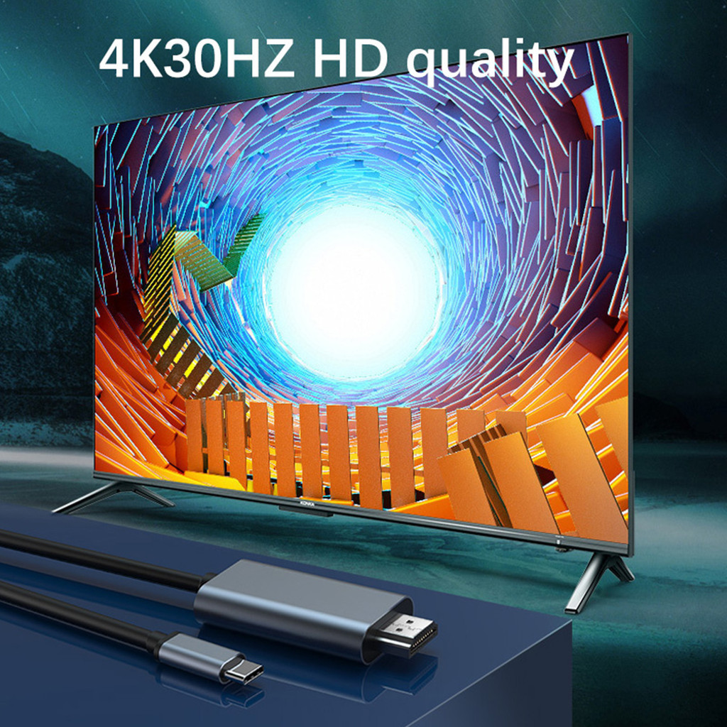 4K USB C to HDMI Cable 6.6ft Aluminum alloy for Monitor MAC, USBC to ...