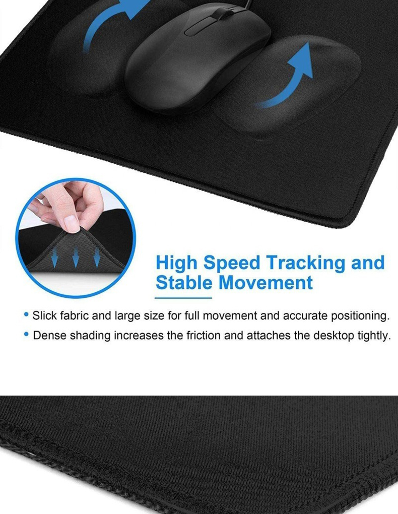 Small Mouse Pad Stitched Edge Comfortable Non Slip Rubber Washable For ...