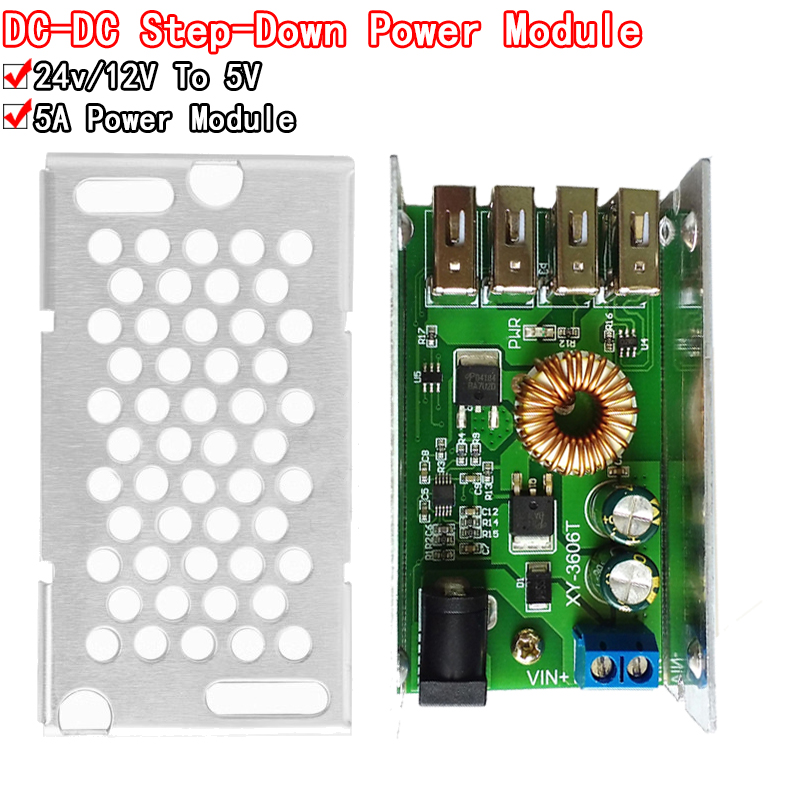 DC-DC 9V 12V 24V 36V To 5V Step Down Board 5A 4 USB Output Buck Converter Power Supply Module ...
