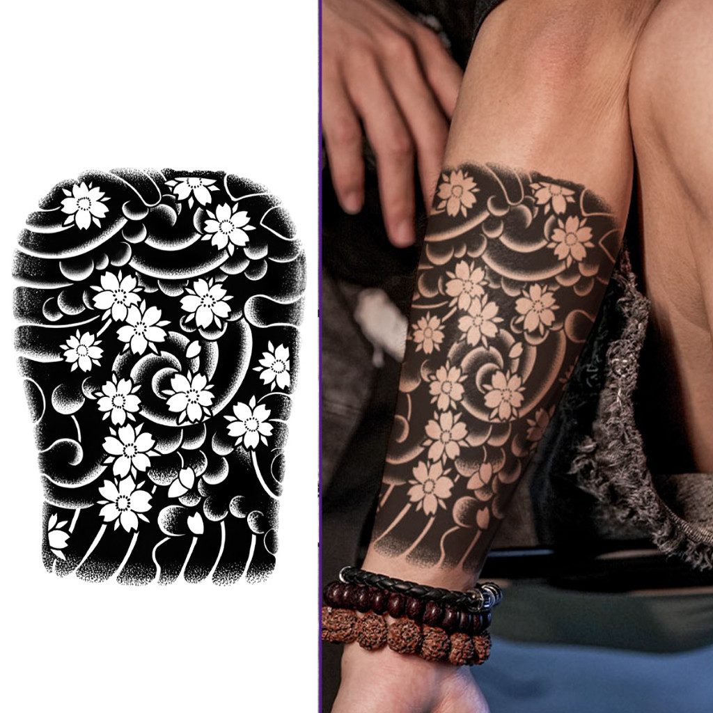 15 Days Magic Tattoo Sticker Waterproof Tattoo Sticker Sakura Half Arm ...