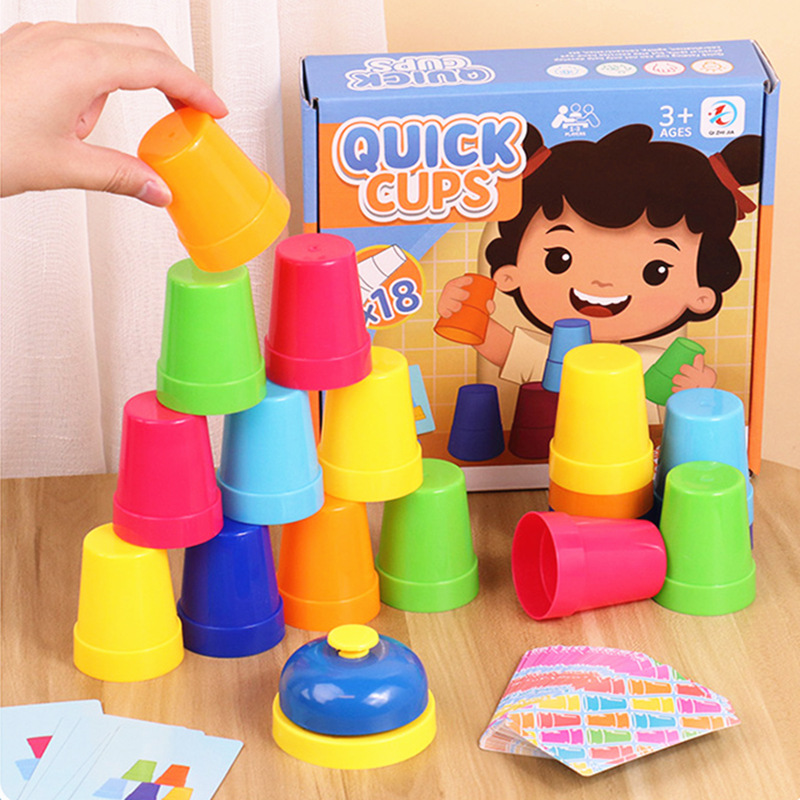Montessori Toys Stack Cup Game for Kids Quick Cups with 18 Stacking ...