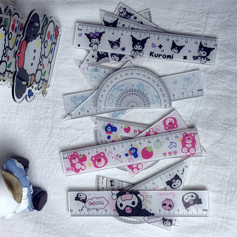 1pc Cartoon acrylic ruler 4-piece creative girl heart scale drawing ...