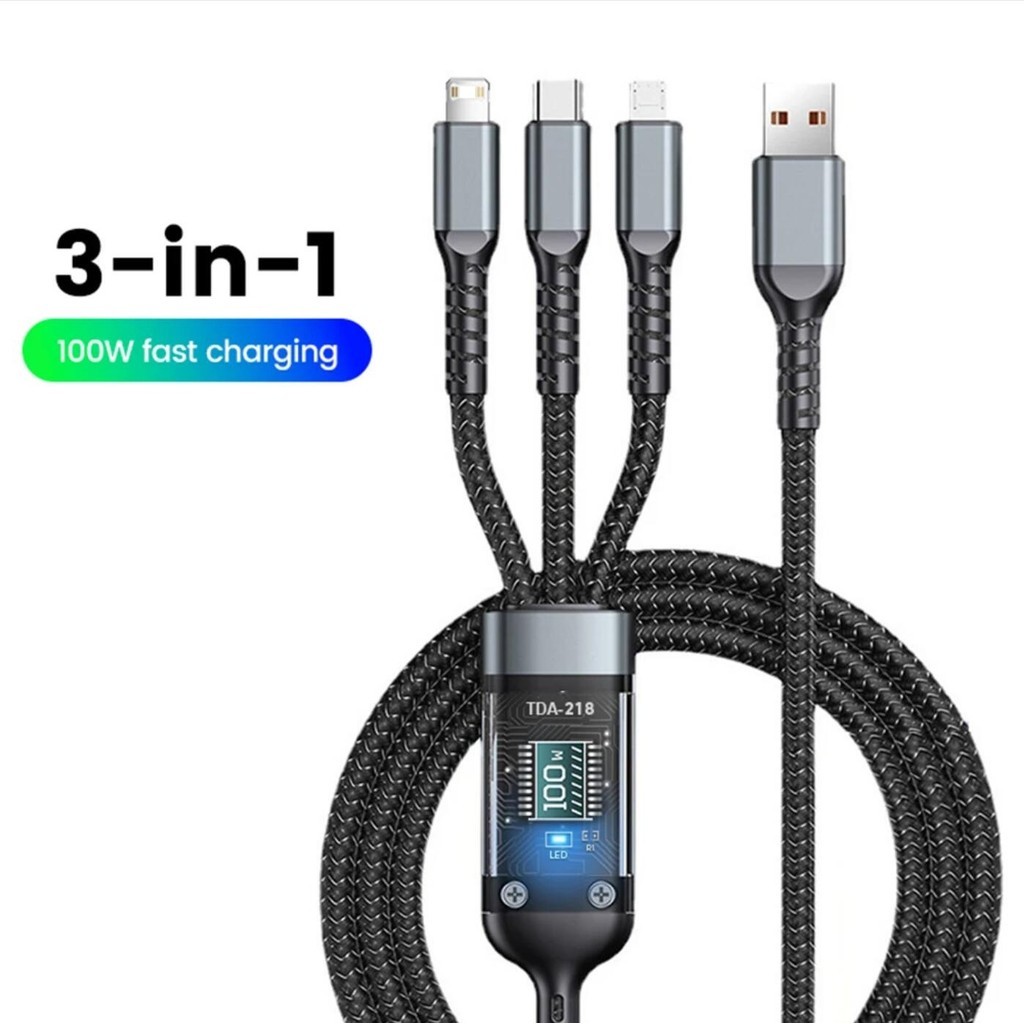 3 In 1 Usb 100w Cable For Fast Charging And Data Mini Usb Type C Micro ...