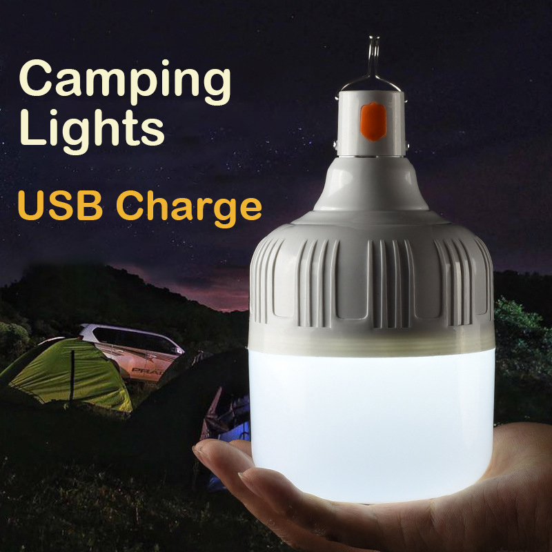 USB Rechargeable Lamp Outdoor LED Bulb Camping Light Hanging Tent Work ...