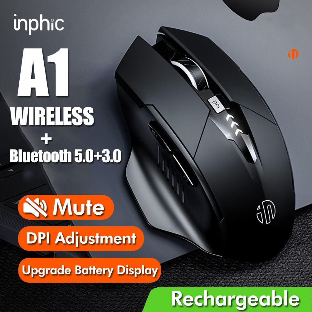 Inphic M6P/A1 Wireless Mouse Rechargeable 2.4G Bluetooth Mouse PC ...