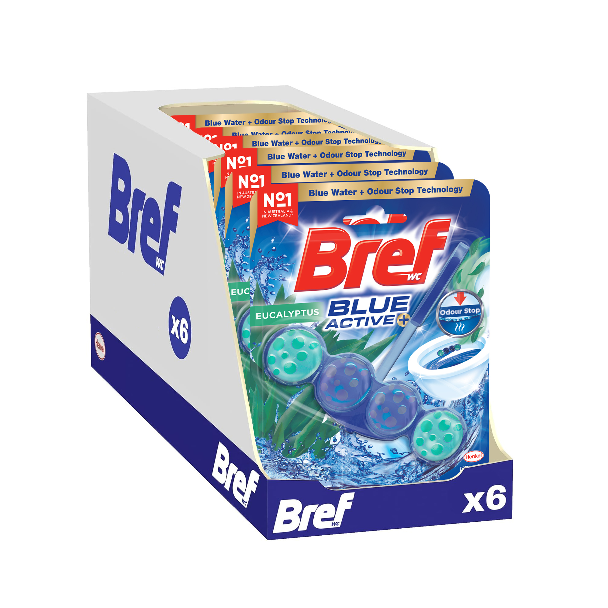 [1 Carton] Bref Blue Active Toilet Bowl Cleaner Eucalyptus (6x50g ...