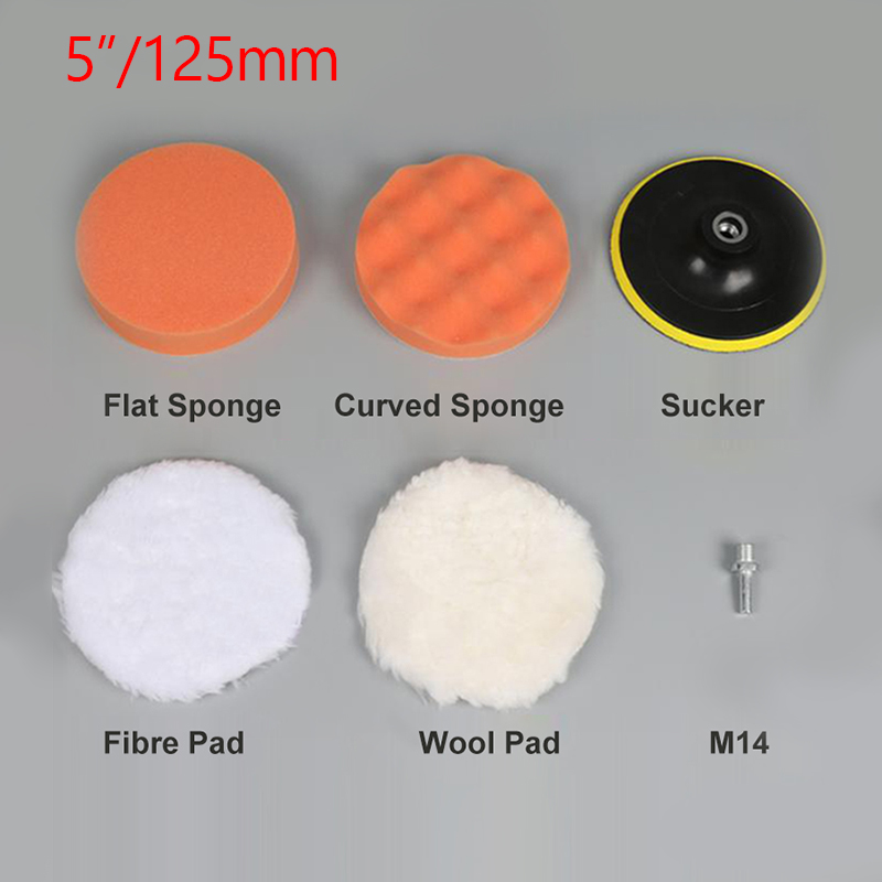 6Pcs 5/6/7 inch Gross Polishing Waxing Buffing Pad Kit Drill Adapter ...